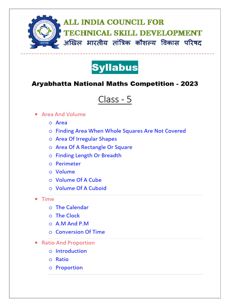 Syllabus Class-5 | PDF