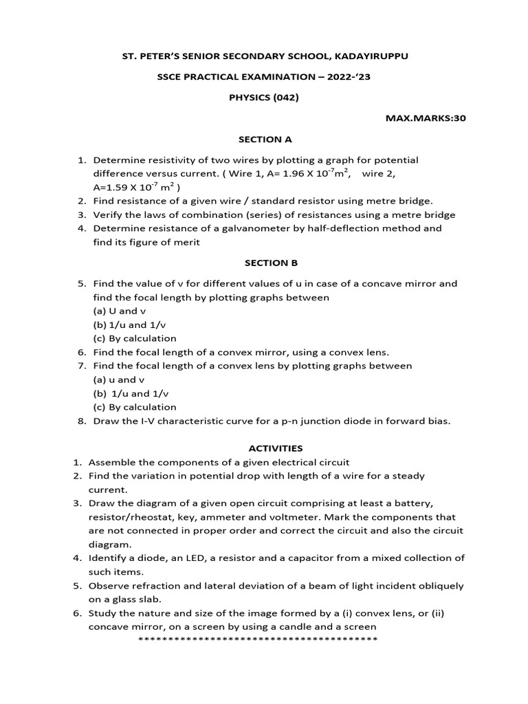 Practical Exam Question Paper | PDF