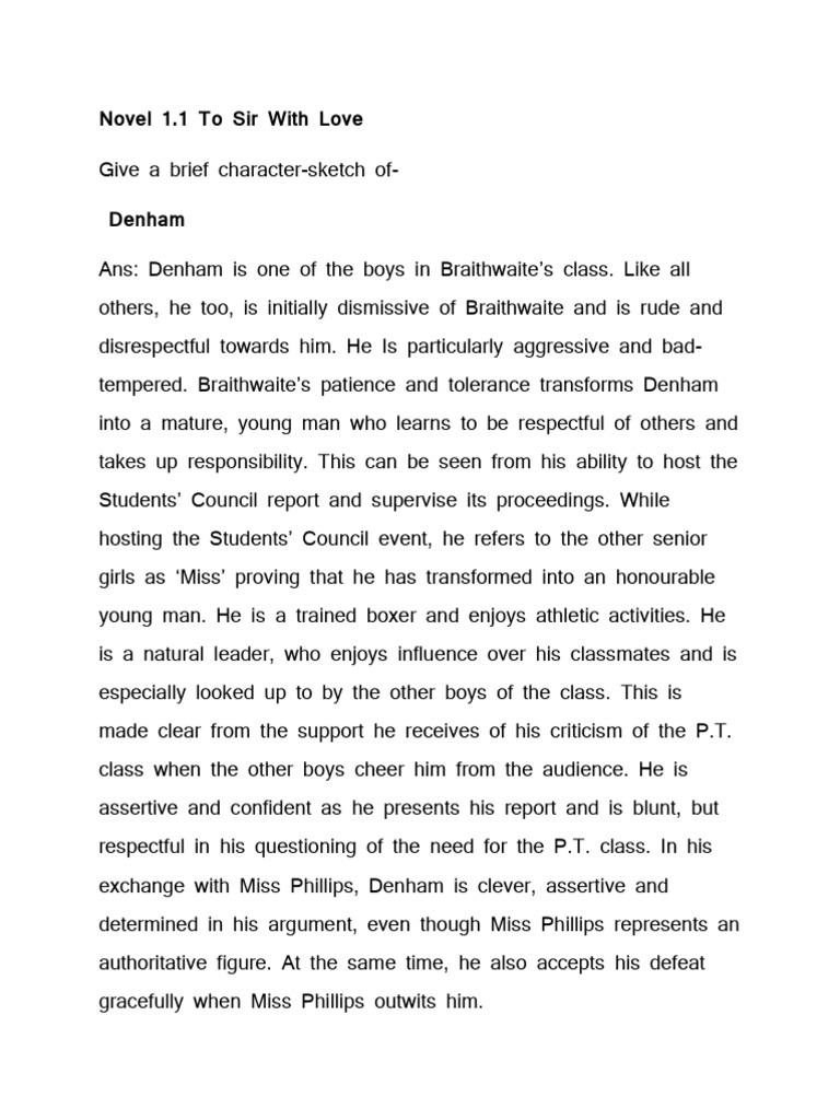 Novel To Sir With Love | PDF | Teachers | Social Psychology