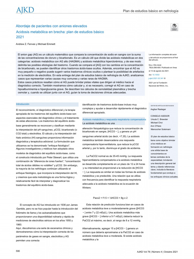 ANION GAP ALTO_6bf31630eeaf6f88e0b1e431c3b295bd | PDF | Ácido láctico ...