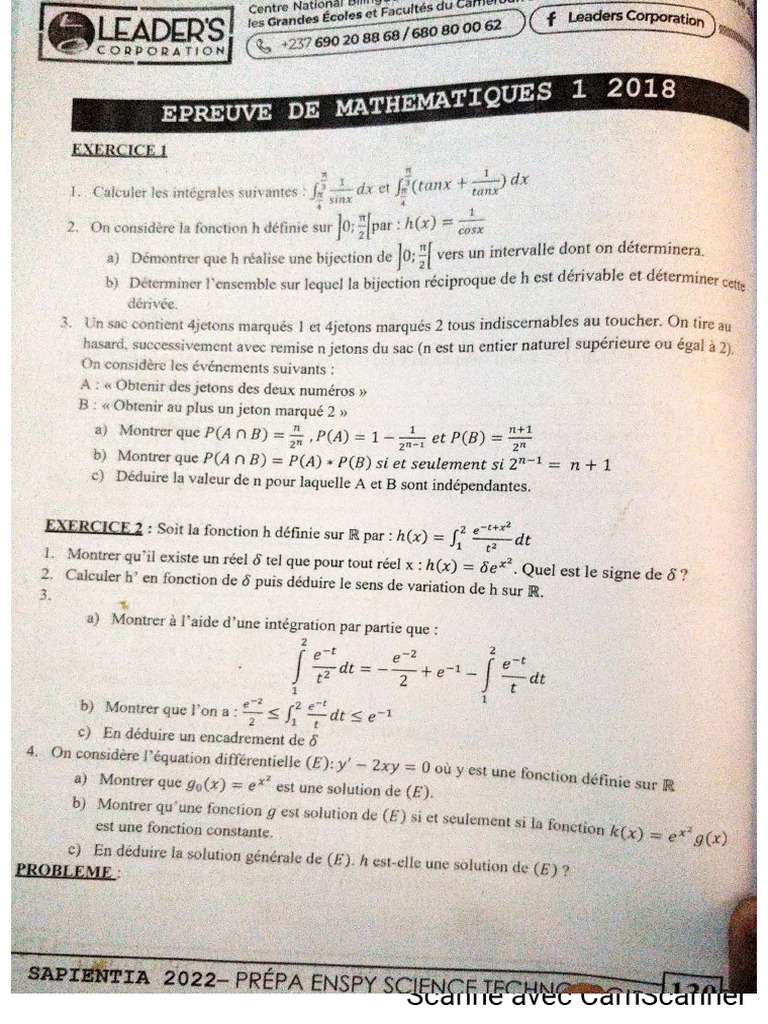 Maths Polytech Yaoundé | PDF
