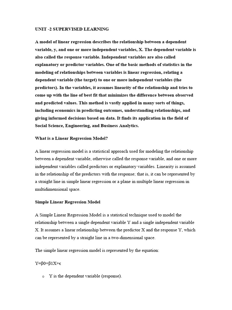 1_UNIT 2 2 files merged | PDF | Linear Regression | Regression Analysis