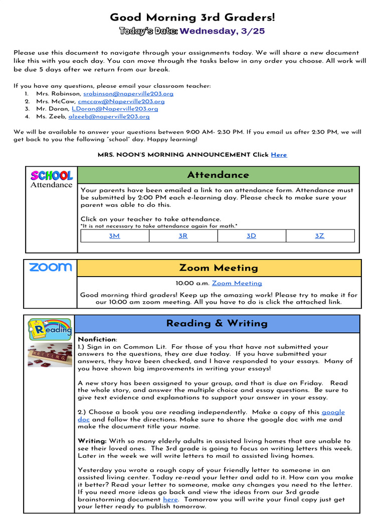 3R Wednesday March 25th Grade Highlands Lesson Plan | PDF | Learning