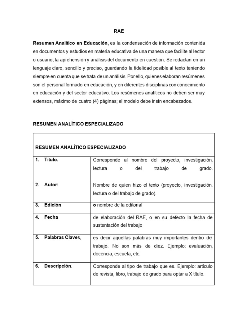 RAE | PDF | Sumario abstracto) | Aprendizaje