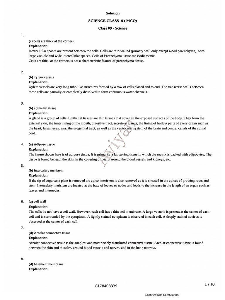 Science 9 MCQ Solution 2 | PDF