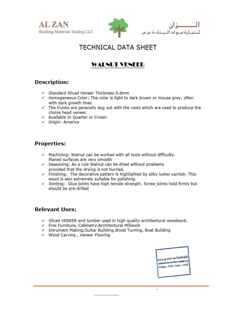 Technical Data Walnut Veneer | PDF