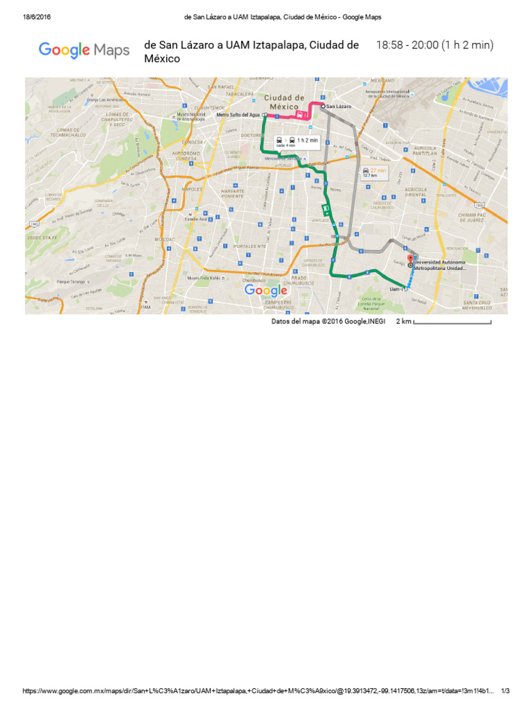 De San Lázaro A UAM Iztapalapa, Ciudad de México - Google Maps | PDF ...
