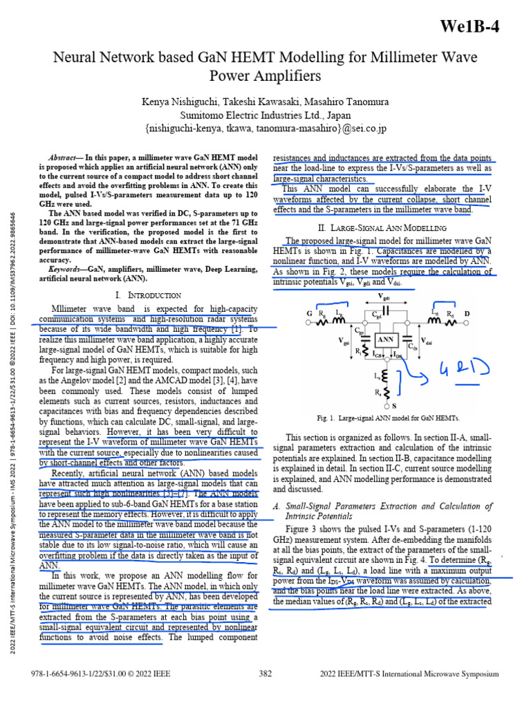 ANN Model for Millimeter Wave GaN HEMTs | PDF | Amplifier | Electrical ...