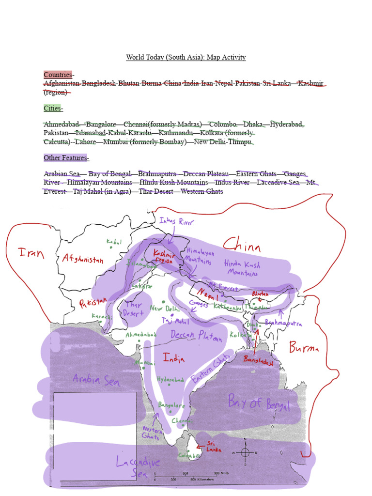 South Asia Map Activity Guide | PDF