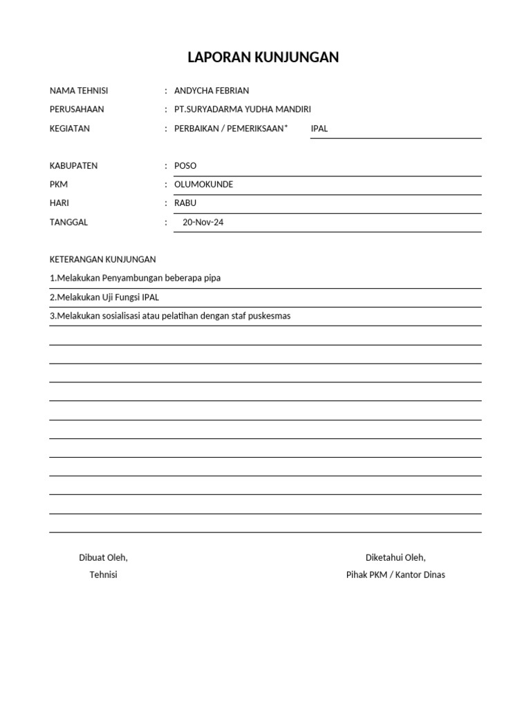Form Laporan Perbaikan | PDF