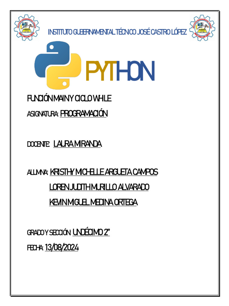 Programación Main and While | PDF | Python (lenguaje de programación) | Programa de computadora