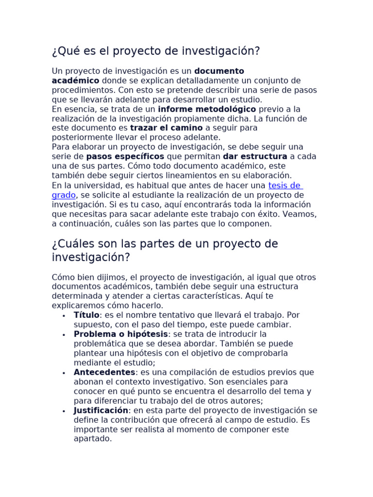 Estructura de un Proyecto de Investigación | PDF | Teoría ...