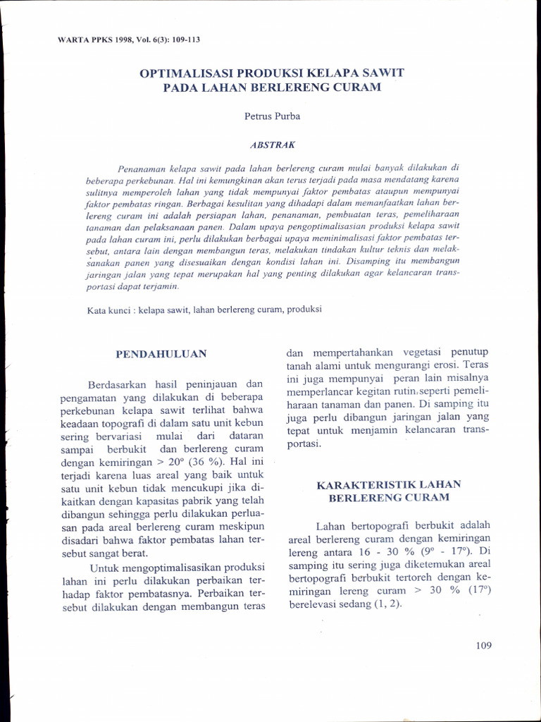 Optimalisasi Kelapa Sawit Lahan Curam | PDF
