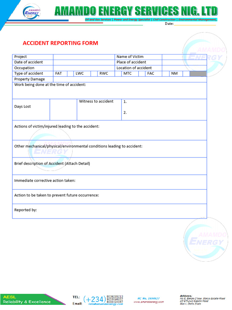 Aesl Accident Reporting Form | PDF