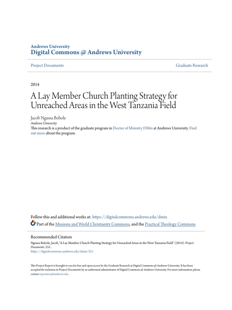 A Lay Member Church Planting Strategy For Unreached Areas in The | PDF ...