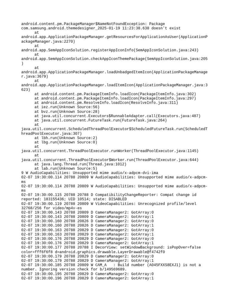 Package Not Found: Camera App Issue | PDF | Software Development | Operating System Technology