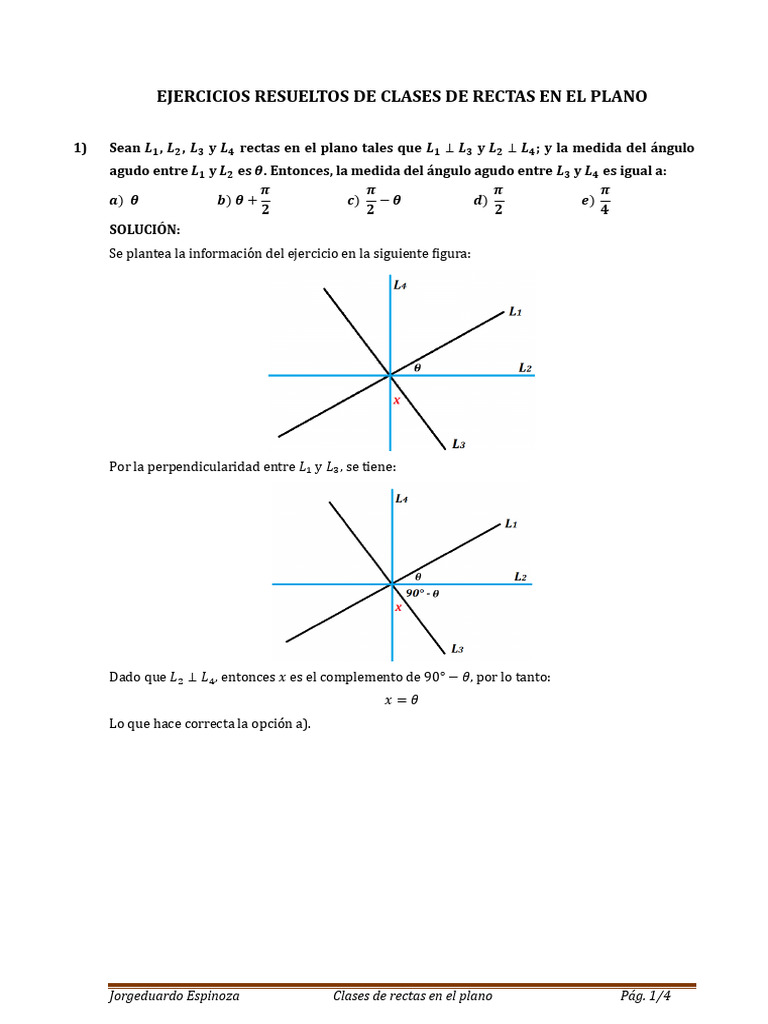 Ejercicios Resueltos 7.2 - Clases de Rectas en El Plano-1-1 | PDF | Perpendicular | Geometria ...
