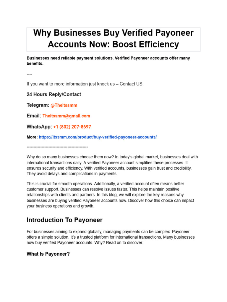 Benefits of Buying Verified Payoneer Accounts | PDF | Cash | Exchange Rate