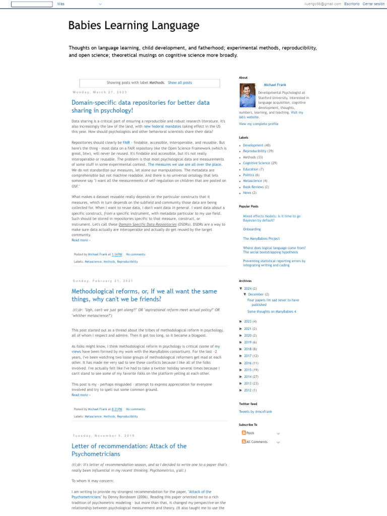 Babies Learning Language - Methods (01-02) | PDF | Data | Psychometrics