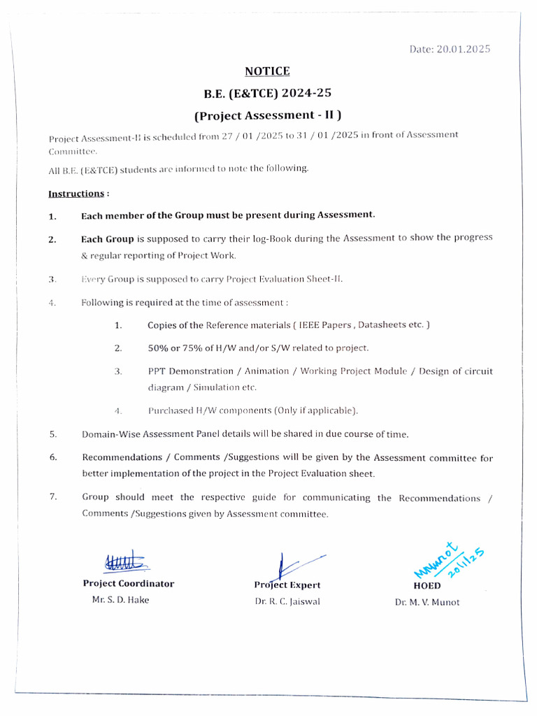 Notice Assessment-II Students | PDF