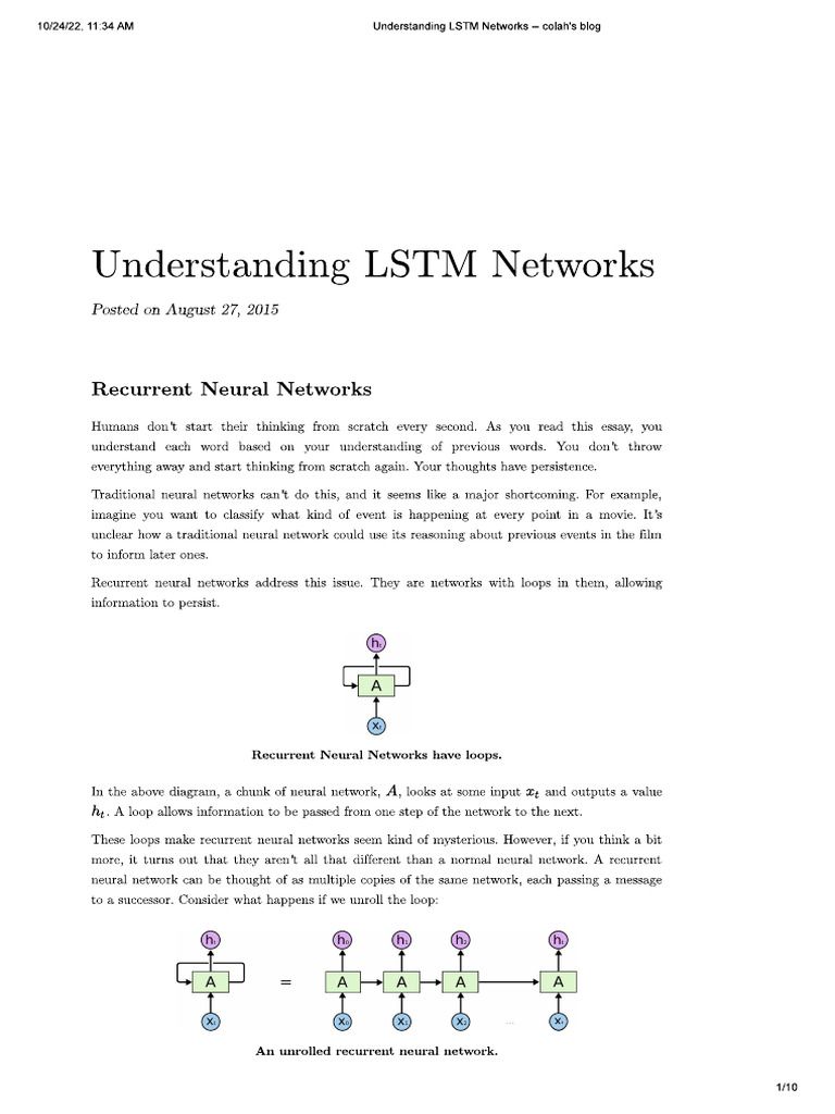 Understanding LSTM Networks - 1 | PDF