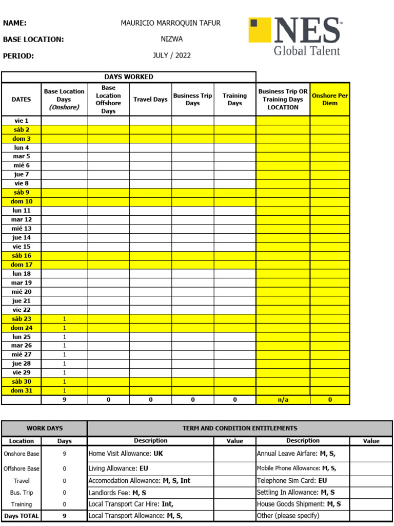 Proforma Timesheet | PDF