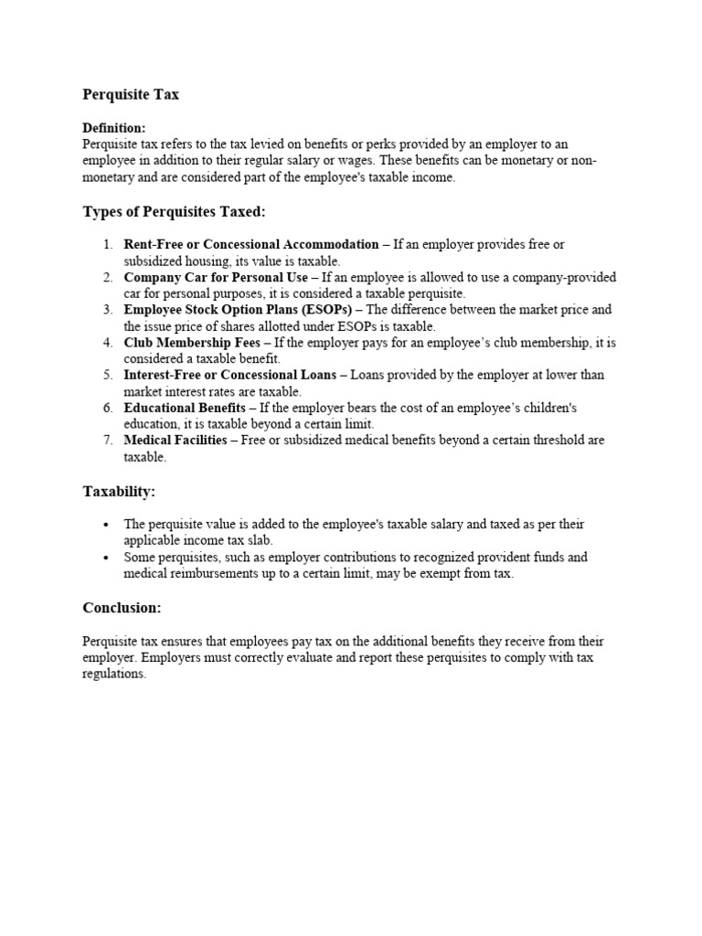 Perqusite Income Tax | PDF