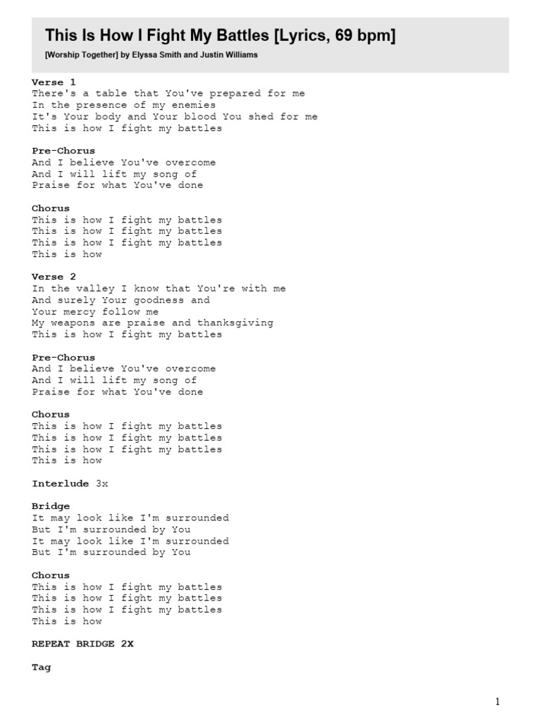 This Is How I Fight My Battles Lyrics | PDF