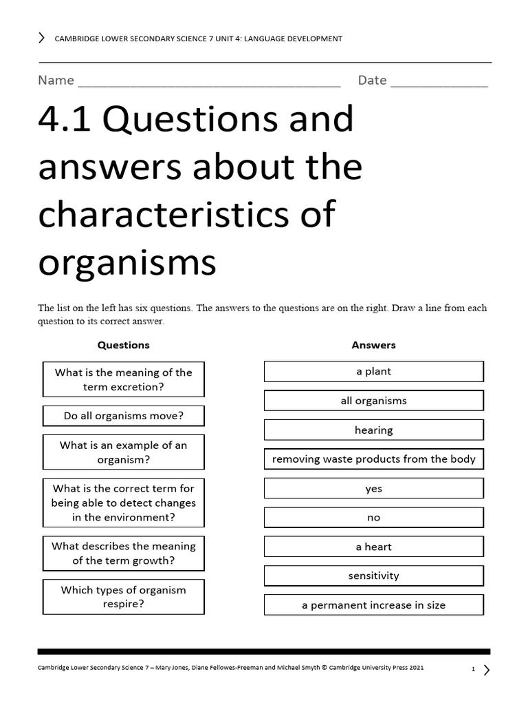 Grade 7 Science Language Worksheets | PDF | Biology