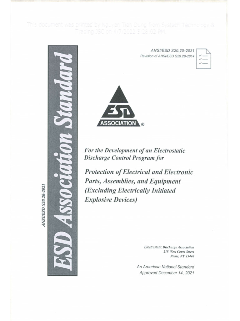ANSI-ESD S20.20-2021 | PDF