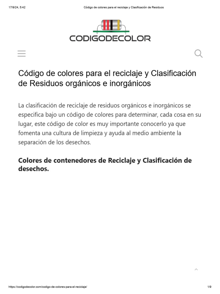 Código de Colores para Reciclaje | PDF | Residuos | Reciclaje