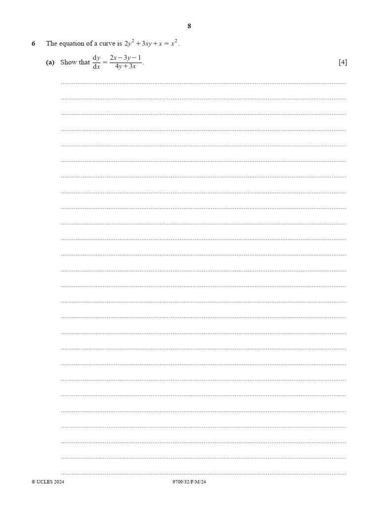 AS Level C10 Differential Equations Paper 2024 | PDF | Equations ...
