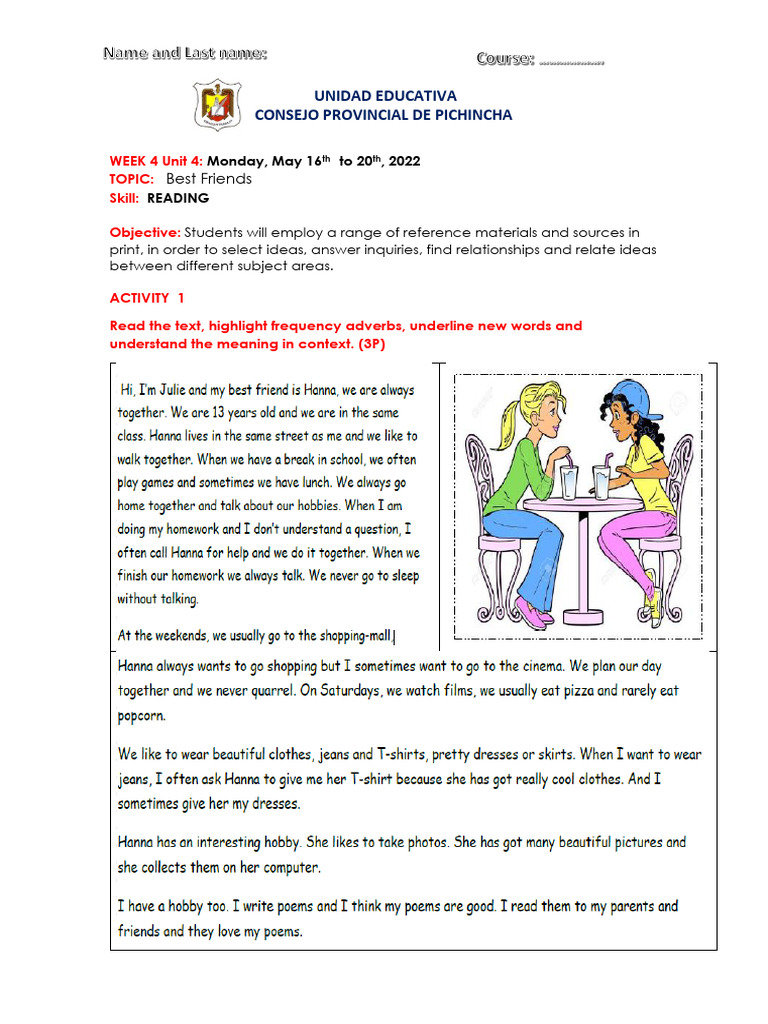 Student Reading Activities | PDF