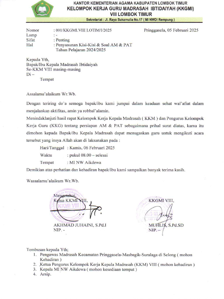 Surat Undangan Penyusunan Kisi,Soal Am &Pat20250205_12162642 | PDF