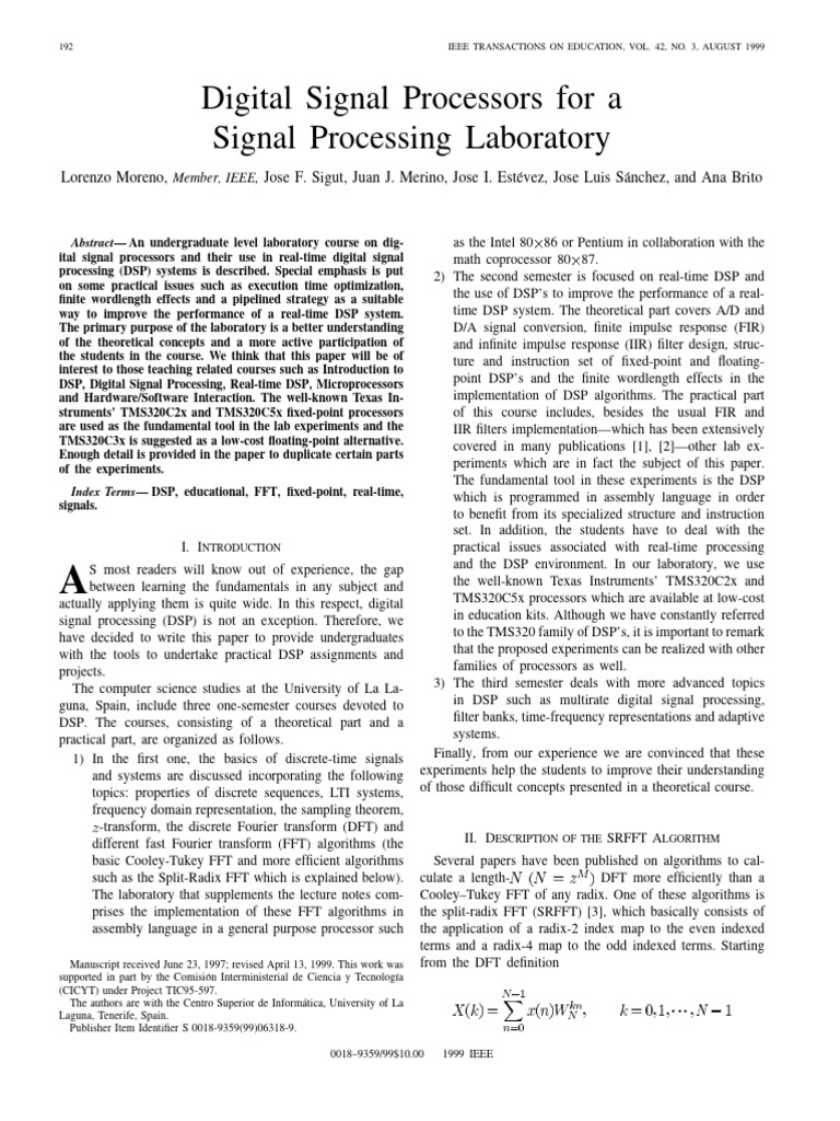 Digital_signal_processors_for_a_signal_p | PDF | Fast Fourier Transform | Digital Signal Processing