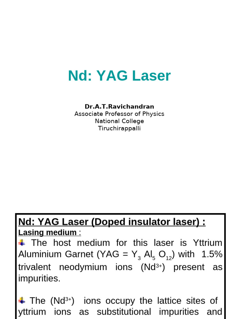 III UG- Nd-YAG laser | PDF | Laser | Applied And Interdisciplinary Physics
