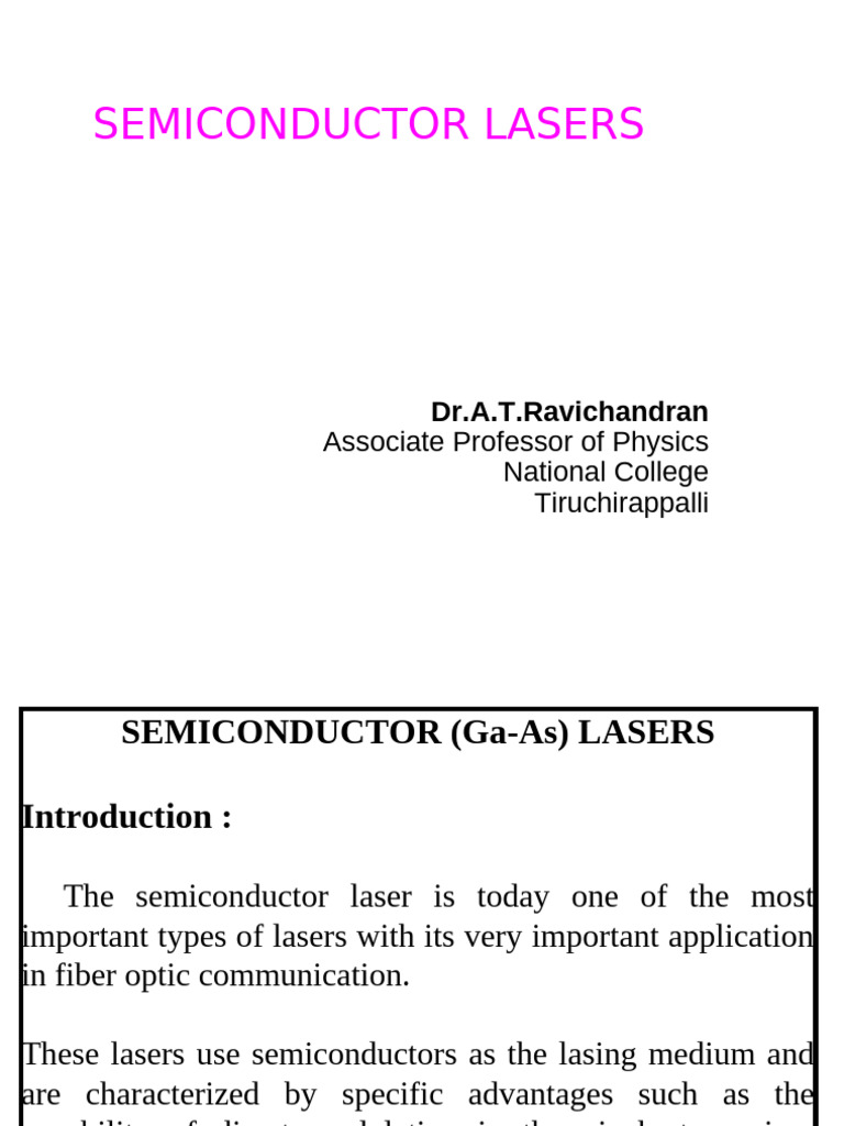 III UG- Semiconductor Laser | PDF | Laser Diode | Laser