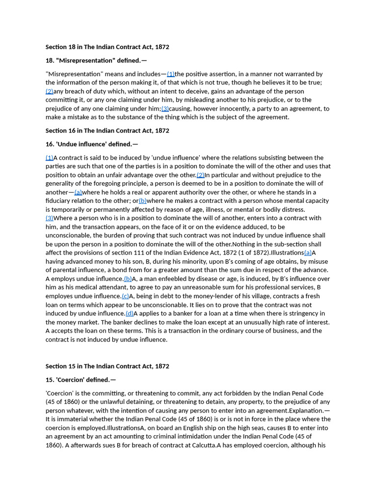 undue influence, coercion, misrepresentation | PDF | Common Law | Justice