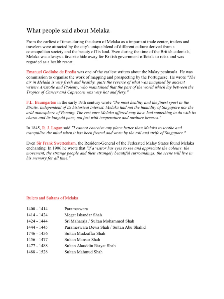 Melaka | PDF | Travel | Classics