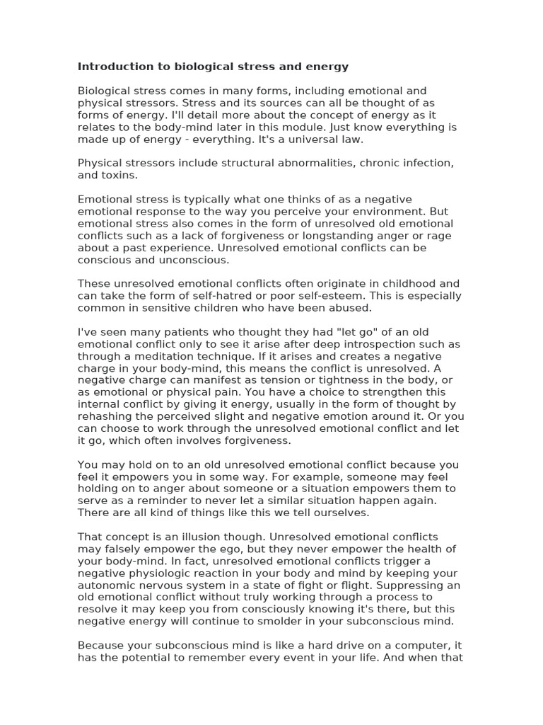 Understanding Biological Stress and Energy | PDF | Psychology ...