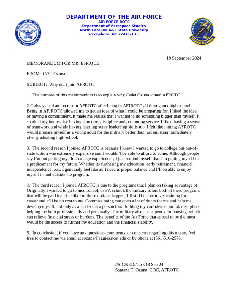 Reasons for Joining AFROTC | PDF
