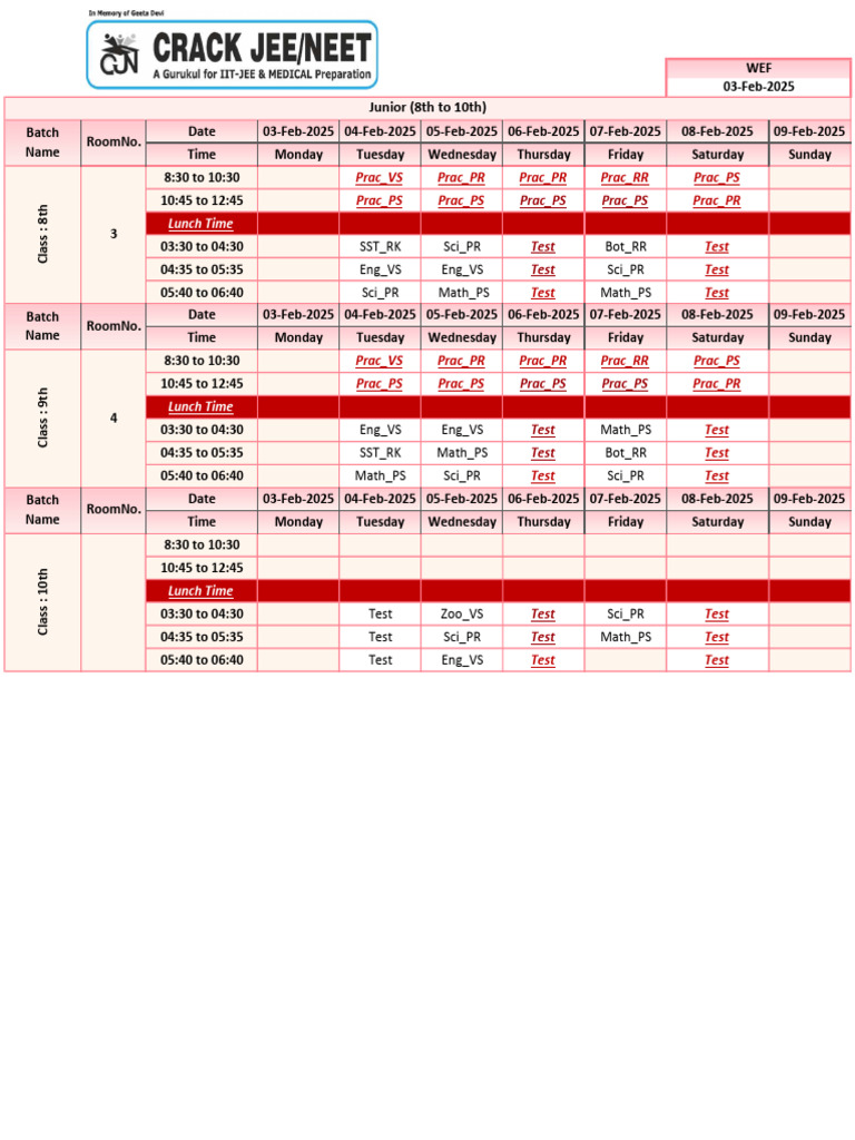 Routine_JR_02_02_2025 | PDF