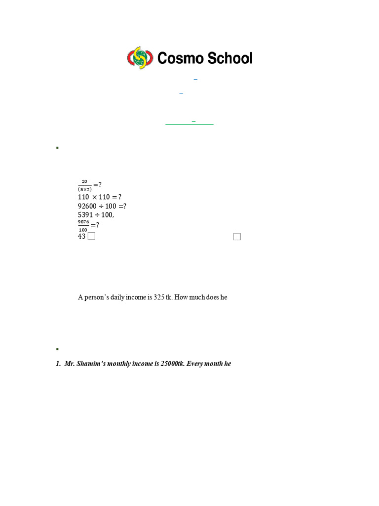 Class 5 Math Worksheet: Multiplication & Division | PDF | Rectangle ...