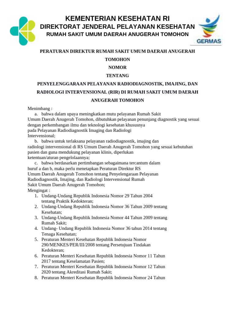 Contoh SK Penyelengaraan Radiologi Rsud Anugerah | PDF