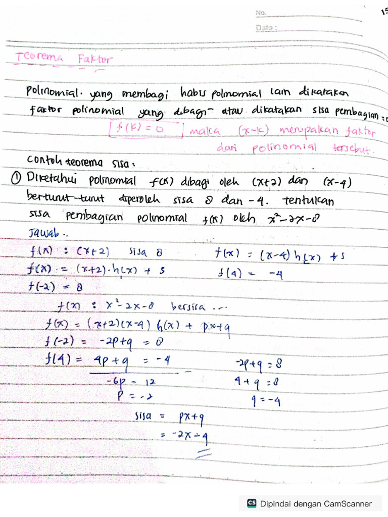 Teorema Faktor Dan Persamaan Polinomial | PDF
