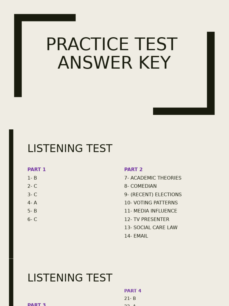 Practice Test - KEY LISTENING | PDF