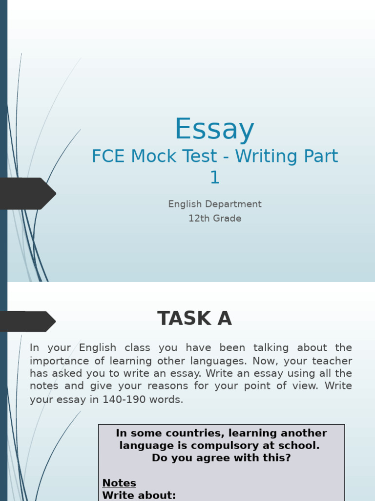 Essay - FCE Mock Test - Writing Part 1 .First | PDF