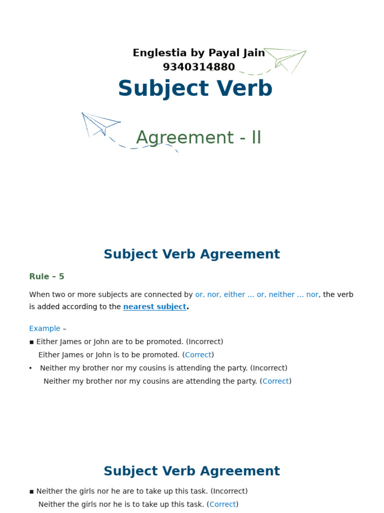Subject-Verb Agreement Rules Explained | PDF | Grammatical Number | Plural