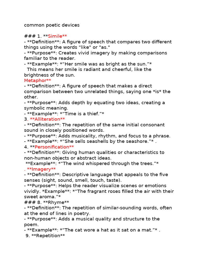 Common Poetic Devices | PDF