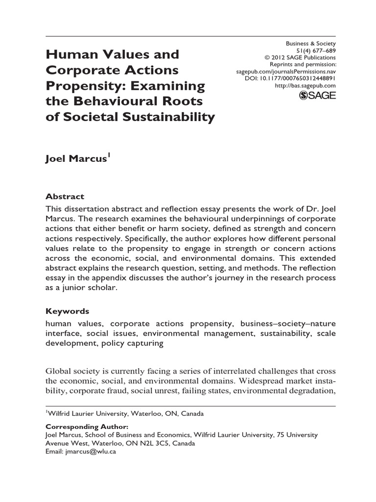 Human Values and Corporate Sustainability | PDF | Sustainability ...